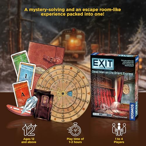 Dead Man on The Orient Express | Exit: The Game - A Kosmos Game | Family-Friendly, Card-Based at-Home Escape Room Experience for 1 to 4 Players, Ages 12+