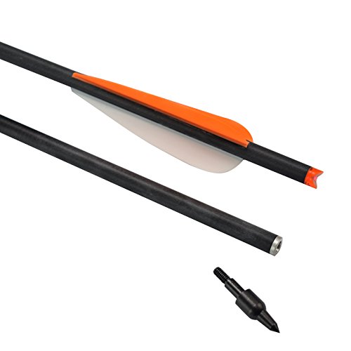 Archery 16inch Hunting Archery Carbon Arrow Crossbow Bolts with 4" vanes Feather and Replaced Arrowhead/Tip(Pack of 12