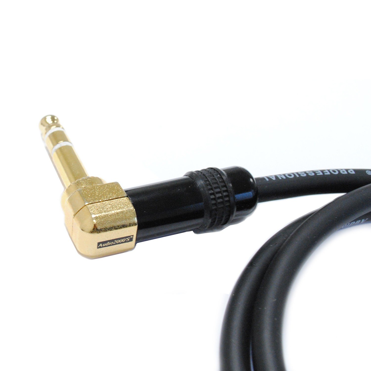Audio2000's C26001P2 1 Ft 1/4" TRS Right Angle to 1/4" TRS Cable (2 Pack)