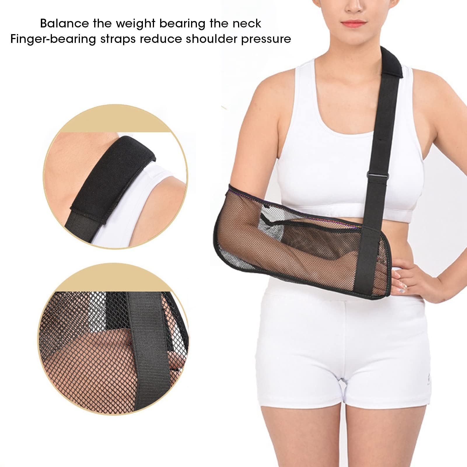 Arm Sling, Mesh Shoulder Sling, Adjustable Shoulder Immobilizer Pain Relief Arm Support Brace for Men Women Right Left Arm Shoulder Wrist