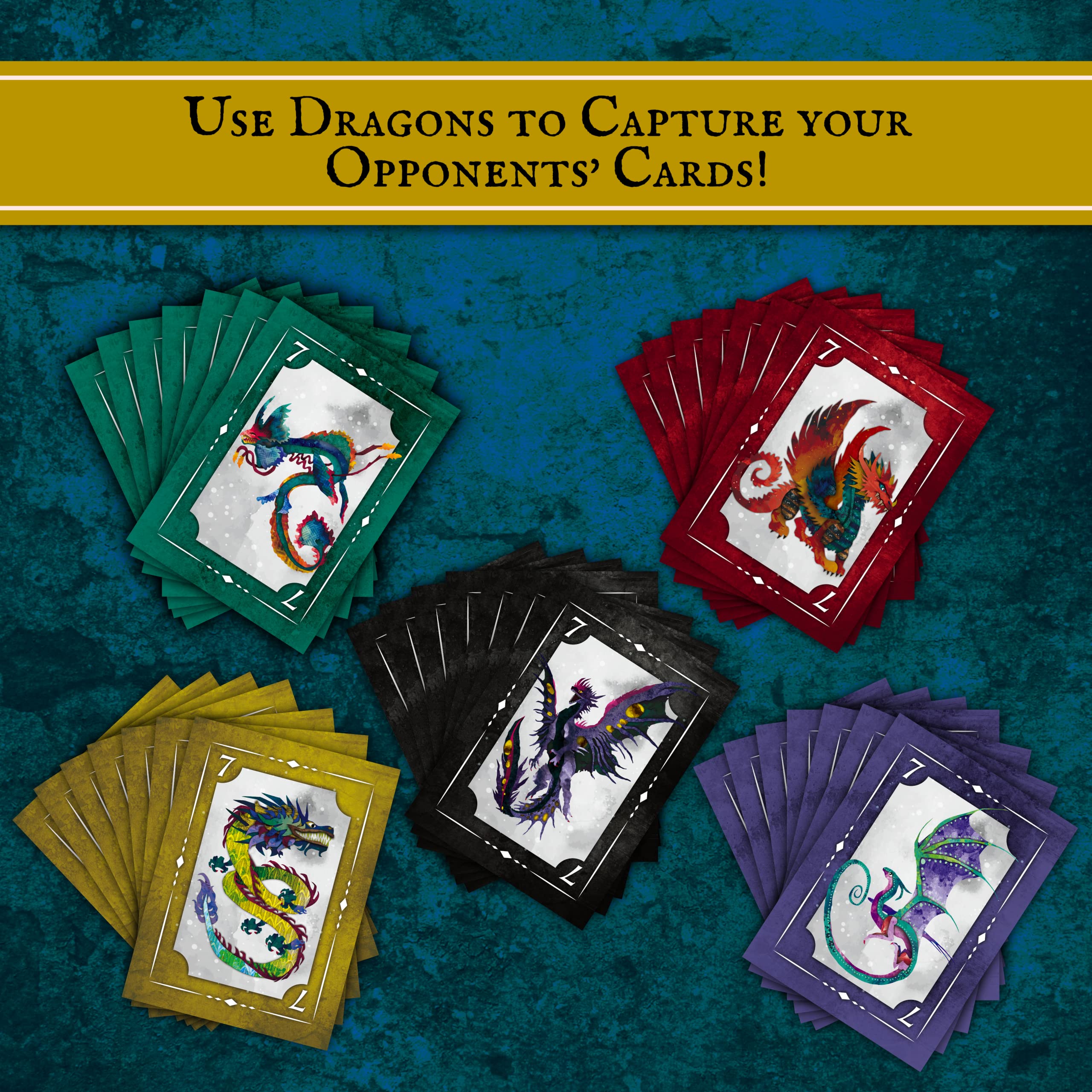 Magic Dragons Card Game - New! - Trick-Taking, Card-Capture Family-Friendly Dragon Game | Fun Card Games for Adults, Teens & Kids | 2-5 Players | 9+