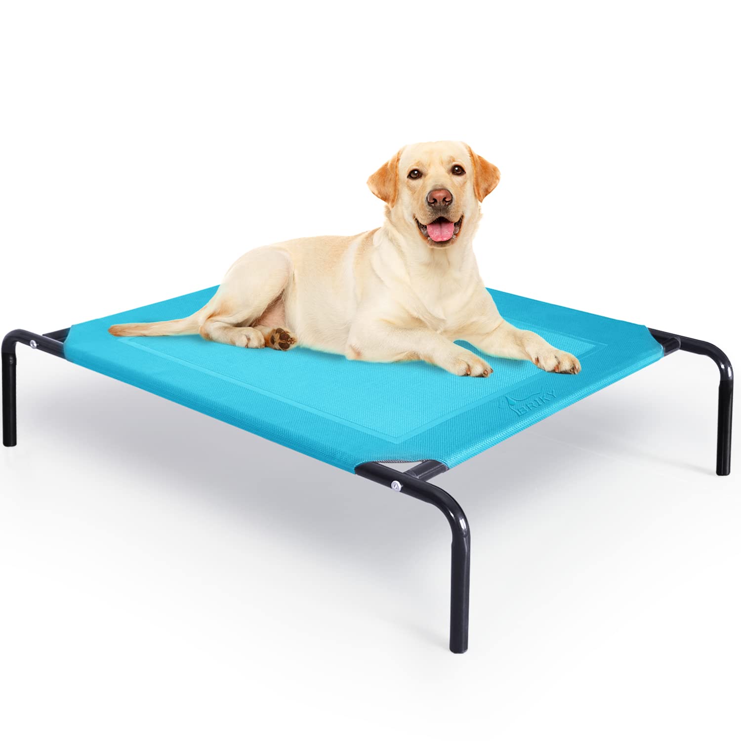 BRIKY Extra Large Elevated Dog Bed, Outdoor Raised Dog Cot Bed, Green Portable Pet Beds with Cooling Washable Mesh XL