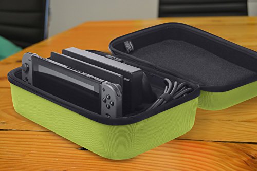Amazon Basics Hard Shell Travel and Storage Case for Nintendo Switch and Switch OLED- 12 x 4.8 x 9 Inches, Neon Yellow