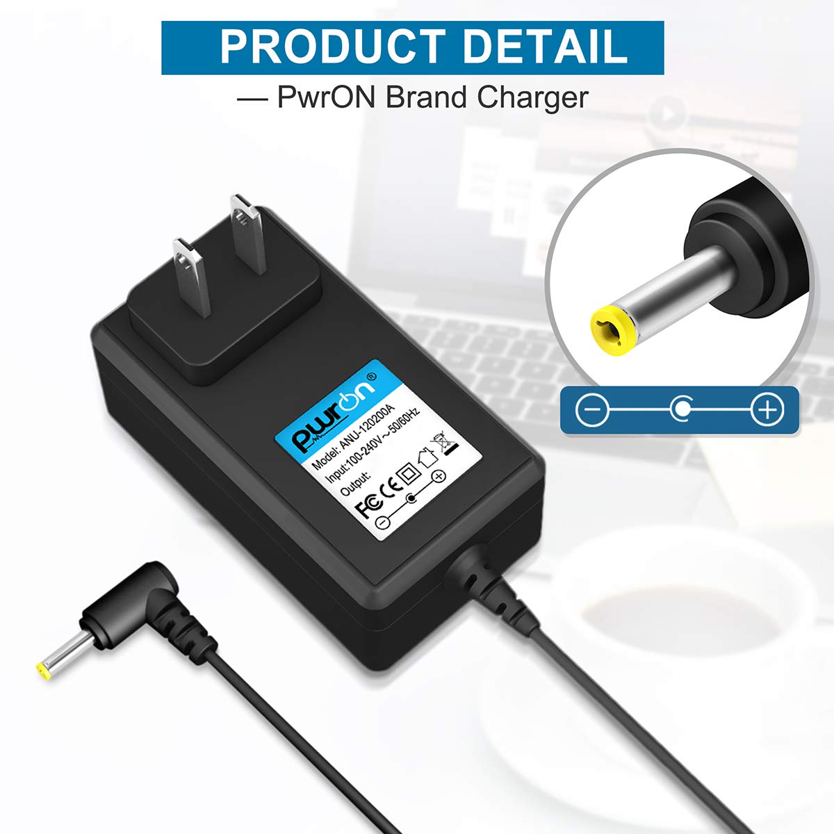 PwrON 6.6ft Cord 12V AC to DC Adapter Compatible with Sylvania 7" 9" 10" Portable DVD Player SDVD7014 SDVD7015 SDVD7027 SDVD8009 SDVD8727 SDVD8737 SDVD9000 SDVD8732 Charger Power Supply