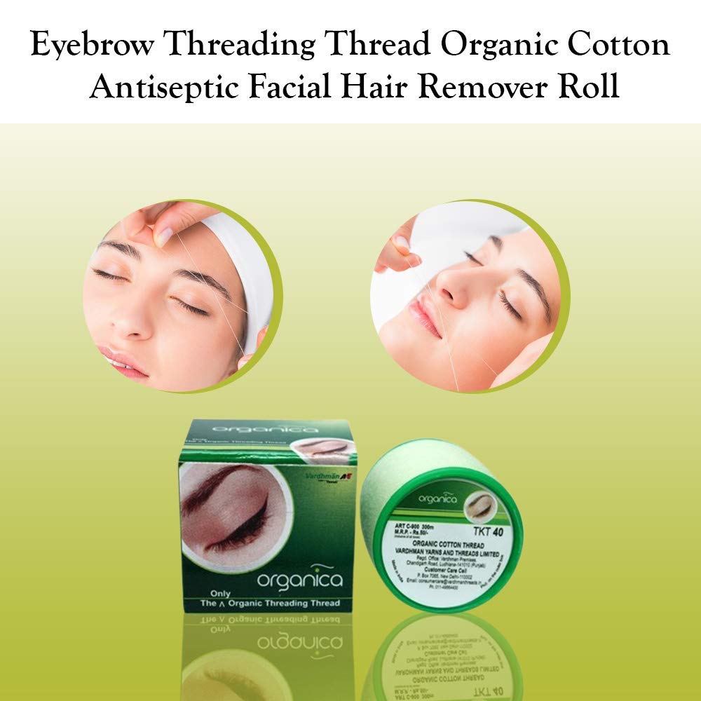ORGANICA 2 Spool X 300M Organica Organic Cotton Eyebrow Threading Thread - India - Dermaplaning Epilator Tool For Upper Lip Chin Forehead Ibrow Hair Removal