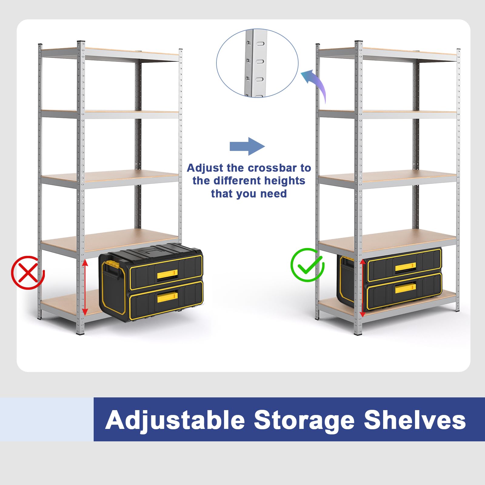 ERGOMASTER Garage Storage Shelves 5-Tier Garage Shelving Unit 2920LBS Heavy Duty Shelving Adjustable Boltless Organizer Rack for Garage Warehouse Pantry Office 72" W x 18" D x 72" H(Siler,2Pack)