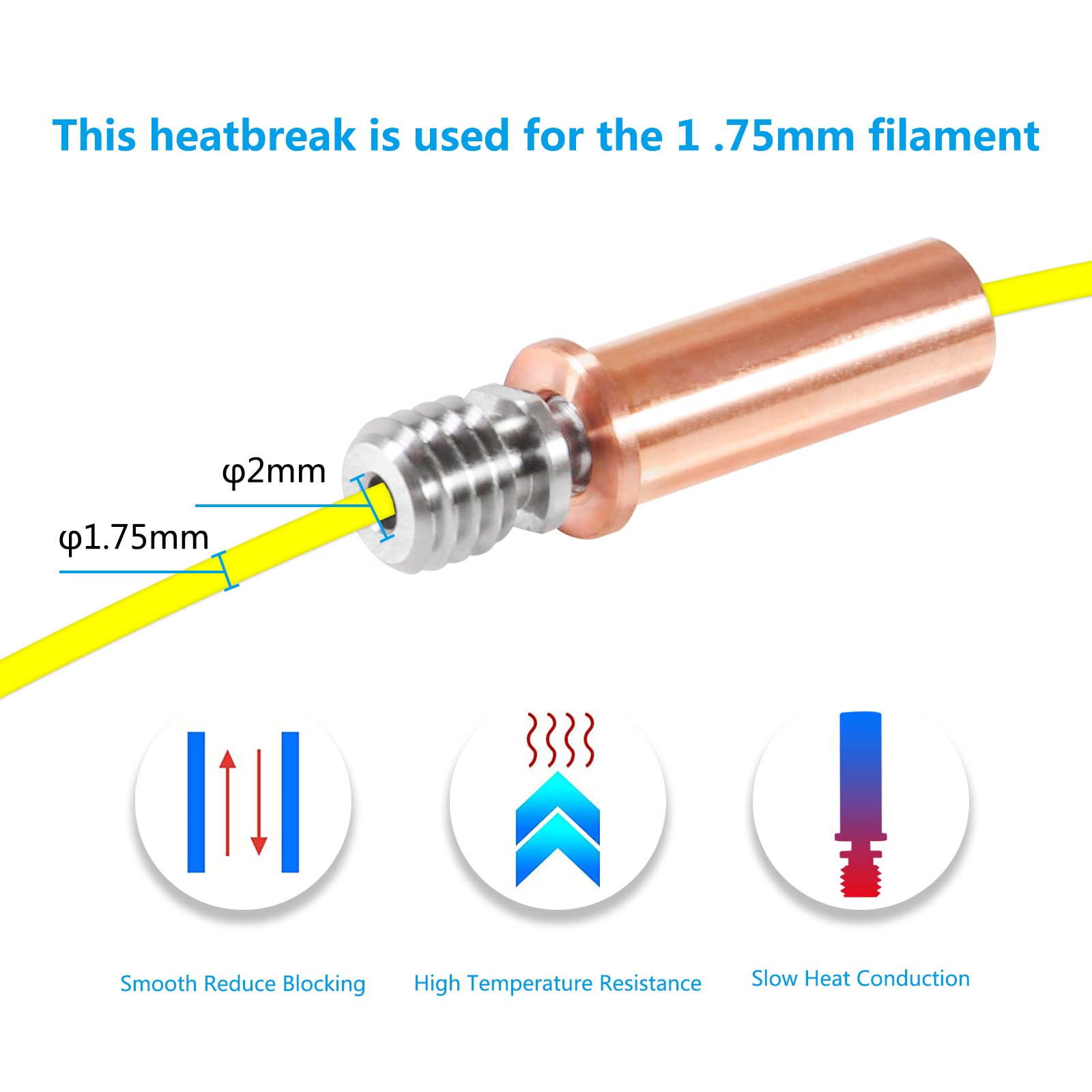 AITIAO 4Pcs Bimetal Heatbreak Upgrade Copper+ Titanium Alloy Throat Tube Compatible with Sprite Extruder Creality Ender 3 S1 Ender3 S1 Pro CR10 Smart Pro Sermoon V1 3D Printer
