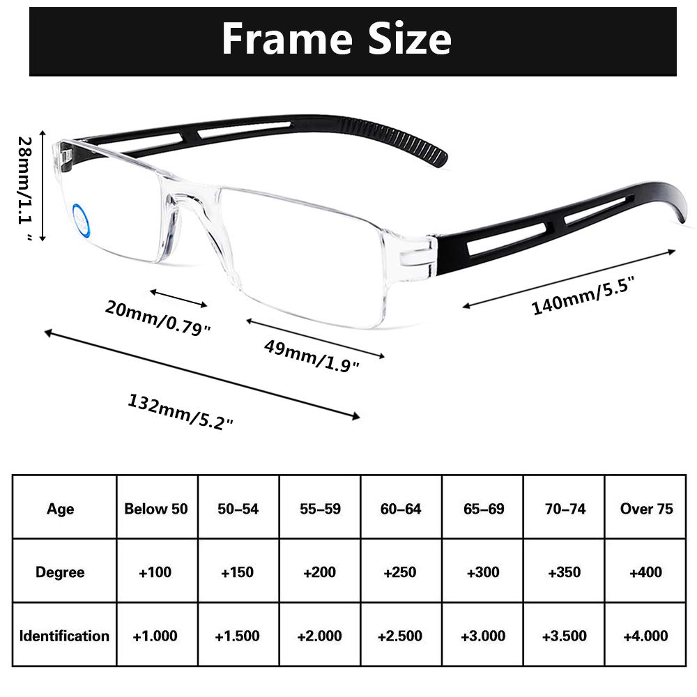 AQWANO Rimless Reading Glasses Women Men Computer Blue Light Blocking, Clear Frames Readers Anti Glare Filter Lightweight Comfort,2.5