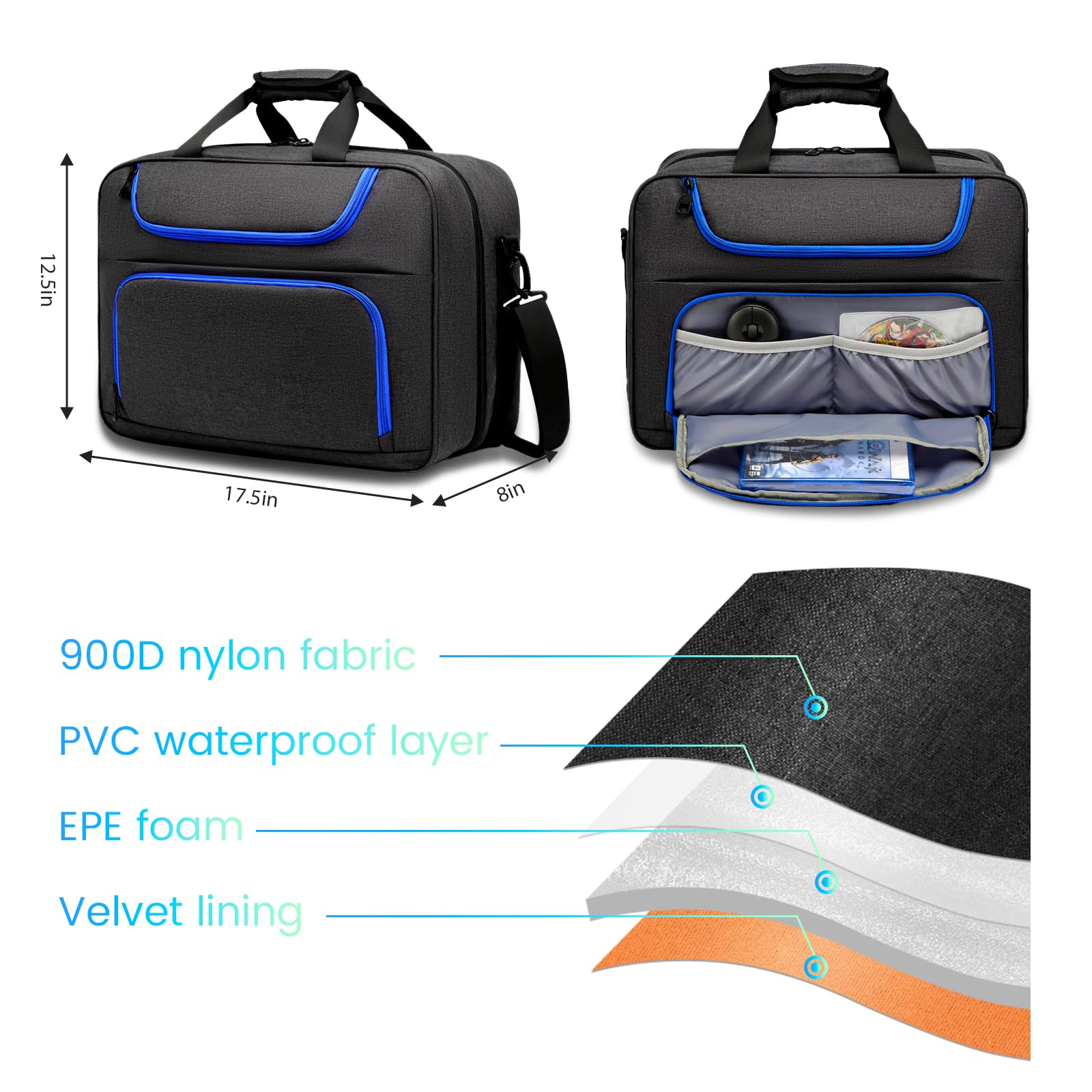 AULYAH Carrying Case Traveling Travel Bag for Playstation 5 Controller Console Accessories PS5