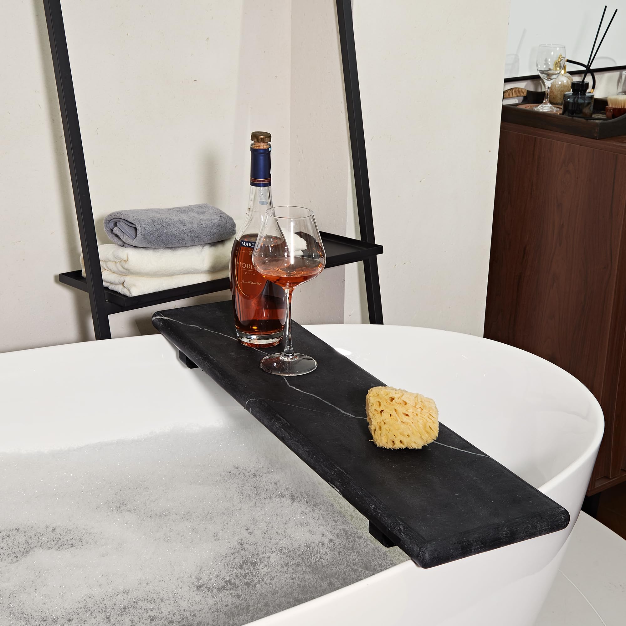 Bath Accessories,Elegant Black Marble Bath Essential,Black Marble Bath Accessories, Craftsmanship,Modern Bathroom Decor,Bathroom Accessories(Marble Bath Caddy)