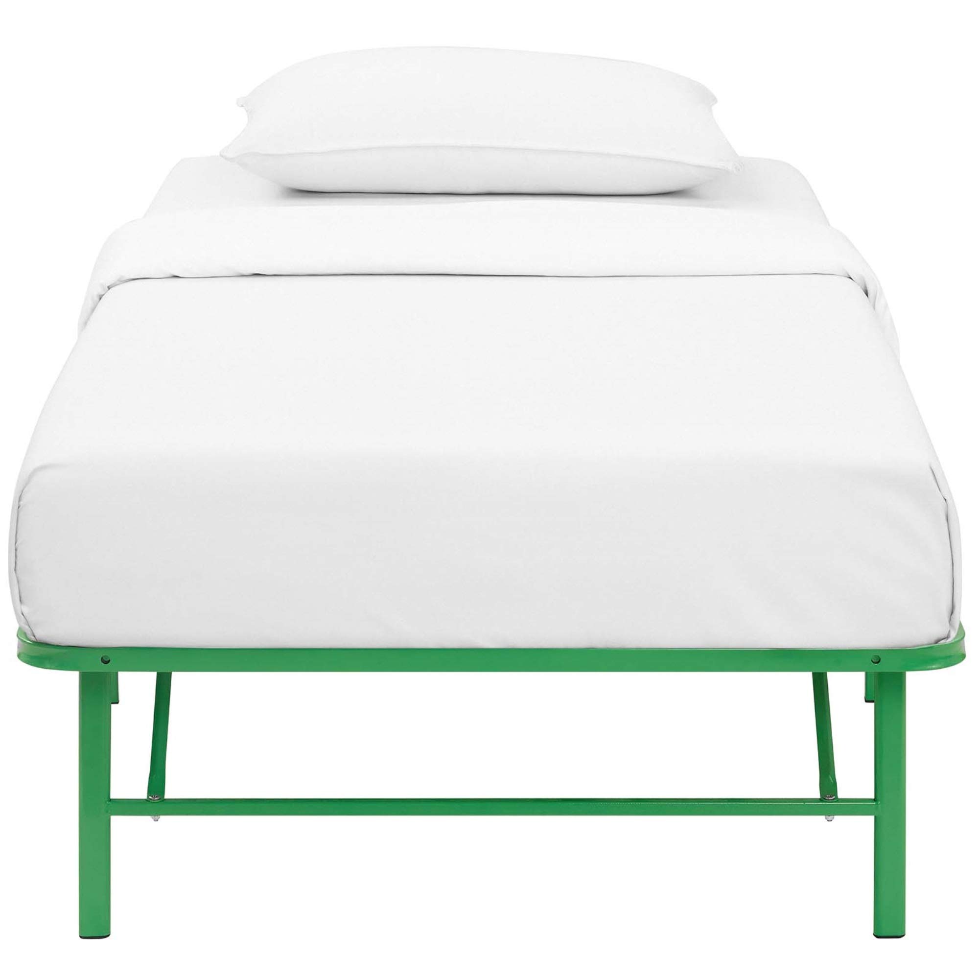 Ergode Horizon Metal Bed Frame | Stainless Steel | 14-inch Clearance | 1300 lbs Capacity | No Box Spring | Easy Assembly | Twin Size (MOD-5427-GRN-VV)