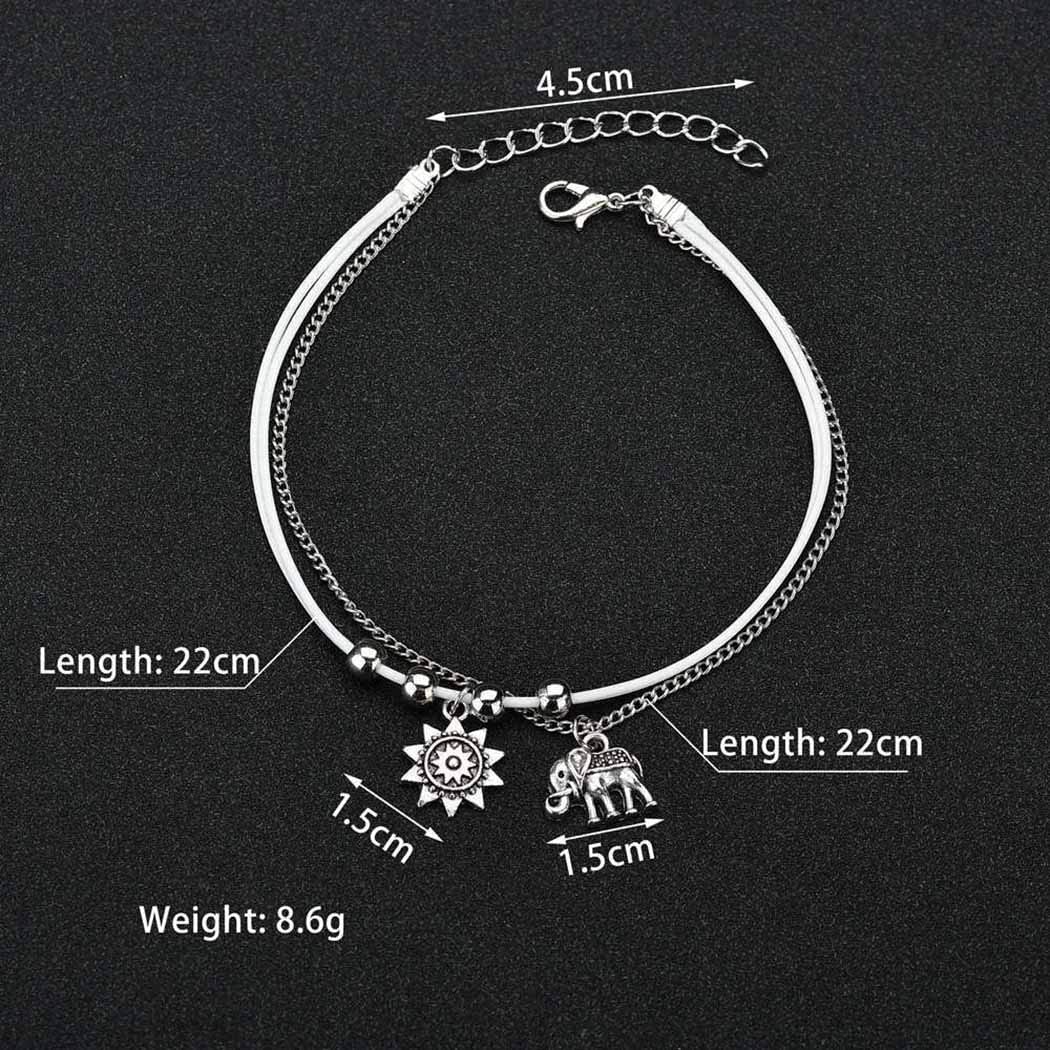Artist Unknown Jeweky Boho Elephant Ankle Bracelets Silver Anklets Chain Sand Beach Foot Jewelry Barefoot Sandals for Women
