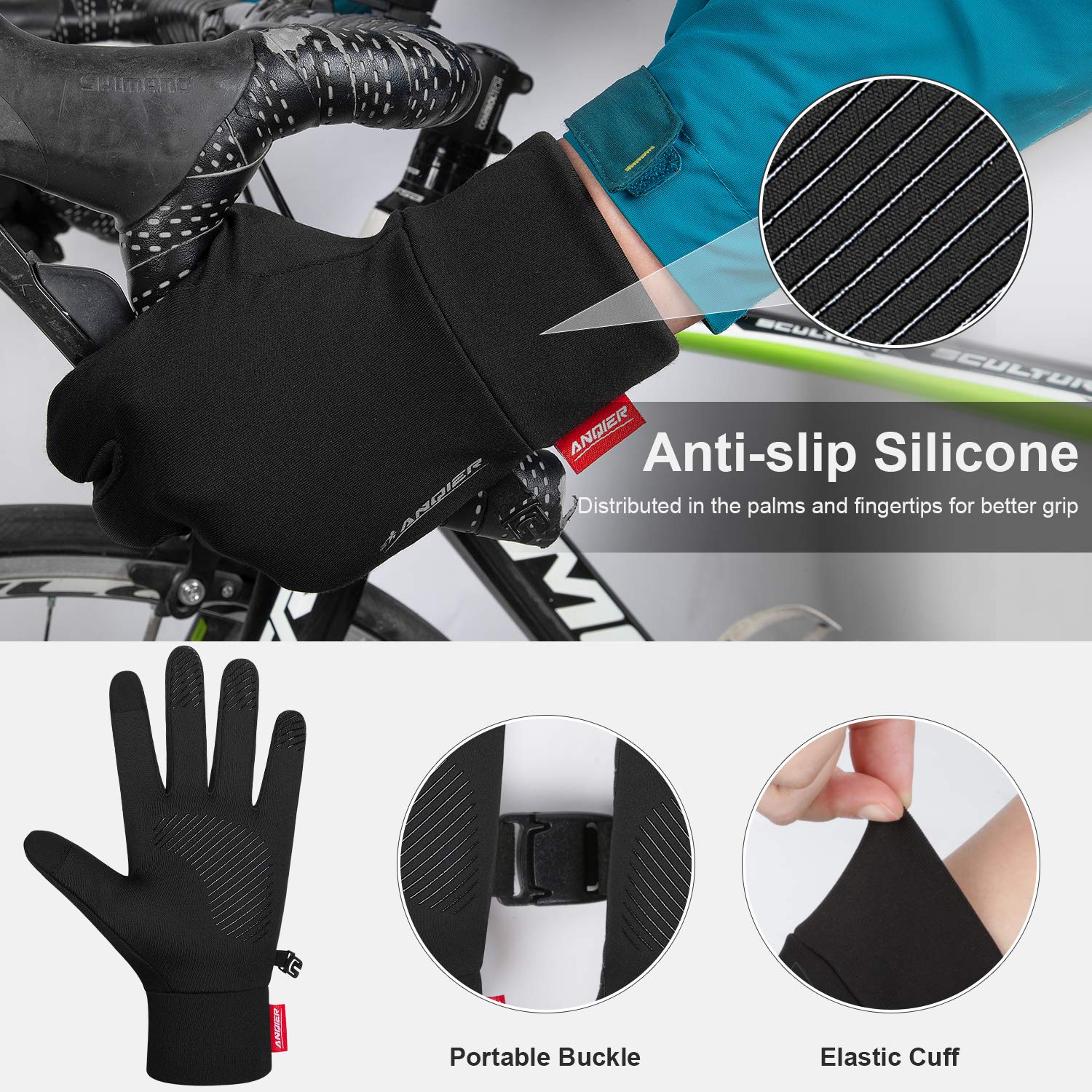 anqier Winter Gloves Warm Touchscreen Gloves Running Driving Cycling Gloves Men Women