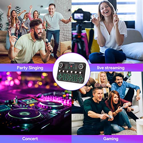 Asmuse Condenser Microphone Bundle Live Sound Card Set K20, Adjustable Streaming Microphone Stand and Metal Shock Mount and Pop Filter