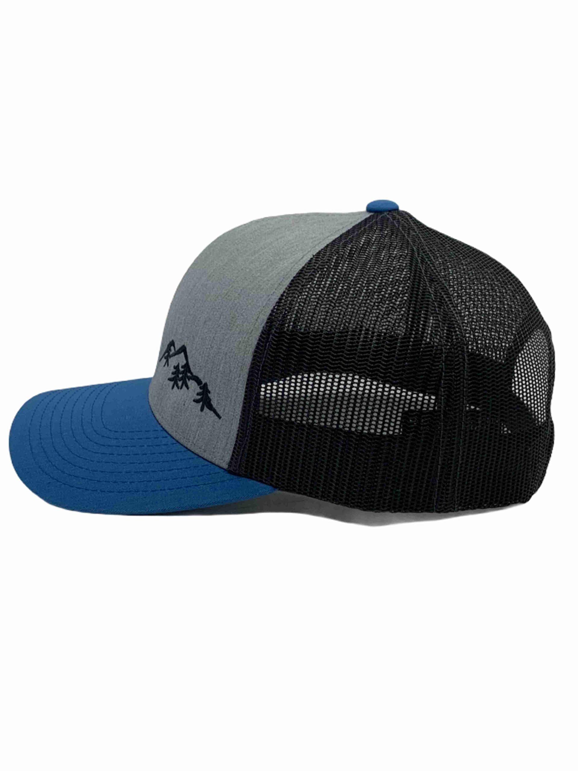 Apollo Cap Co. Trucker Cap - Embroidered Mountains & Trees Hat, Snapback Heather Grey