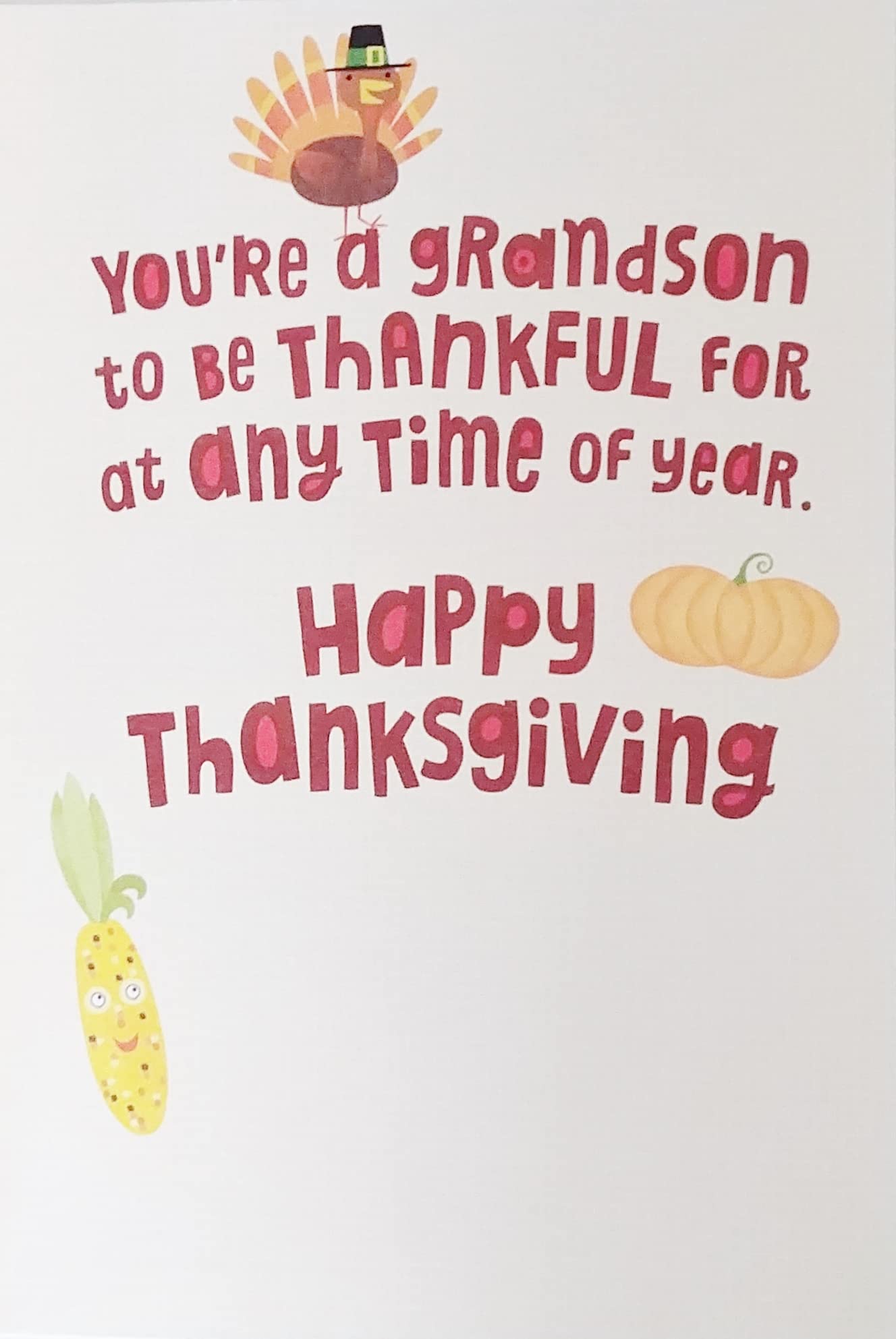 Greeting Card You're A Grandson To Be Thankful For At Any Time of Year Happy Thanksgiving