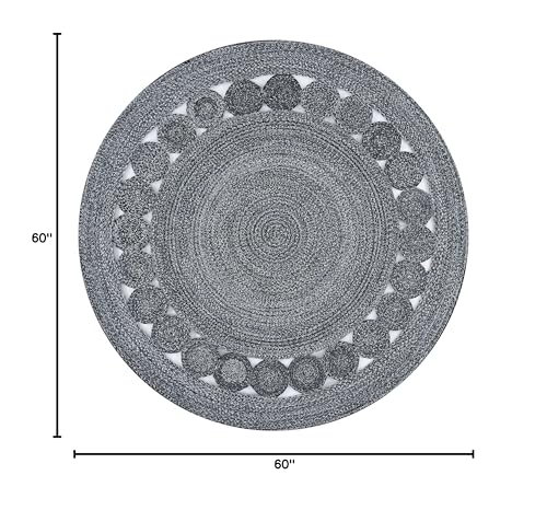 SAFAVIEH Cape Cod Collection 5' Round Charcoal CAP225H Handmade Braided Area Rug
