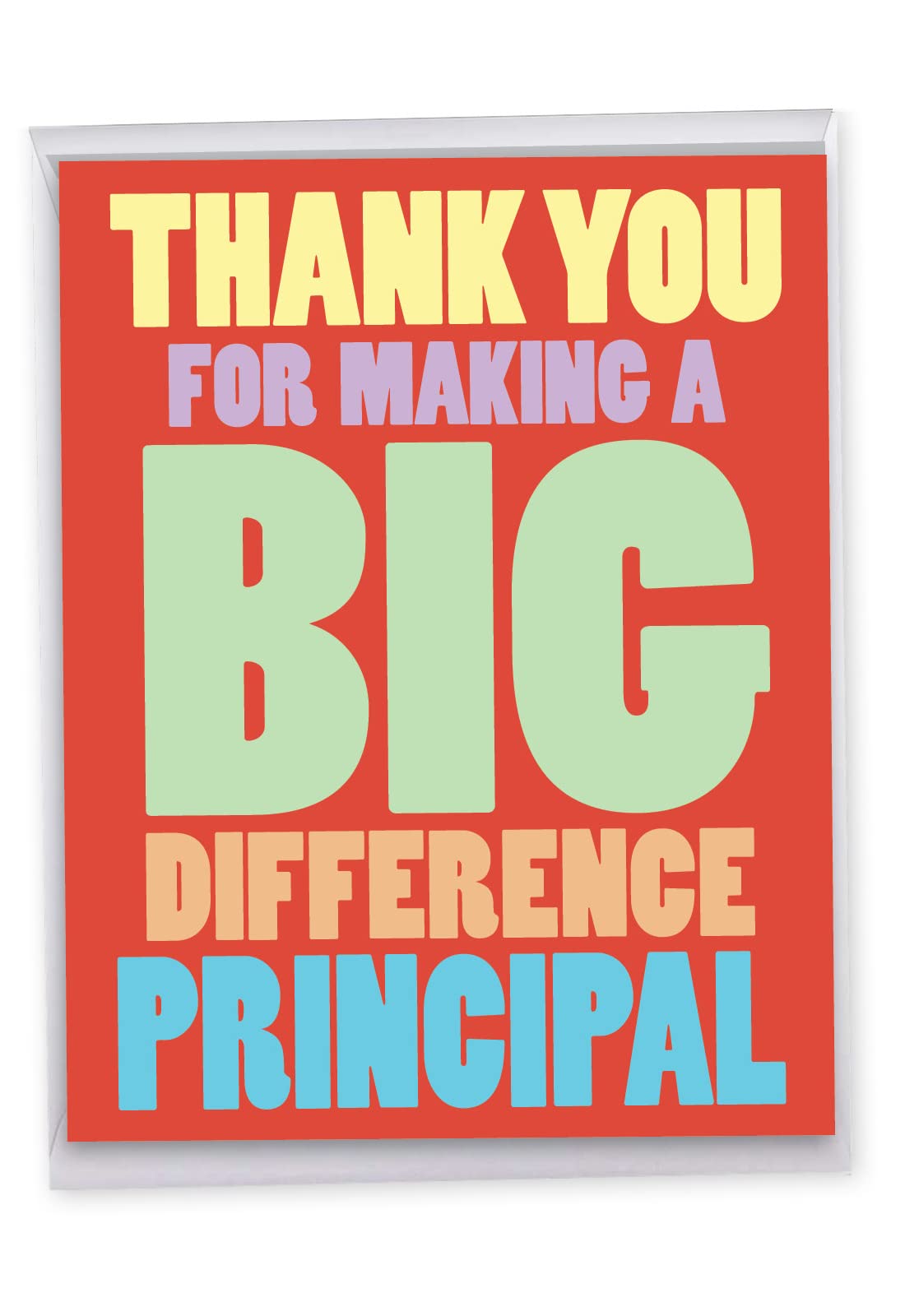 NobleWorks - 1 Jumbo Funny Thank You Greeting Card From Us with Envelope (8.5 x 11 Inch) Big, Oversize Student Gratitude, Notes for School Mentor, Teacher - Big Difference Principal J8199TYG-US