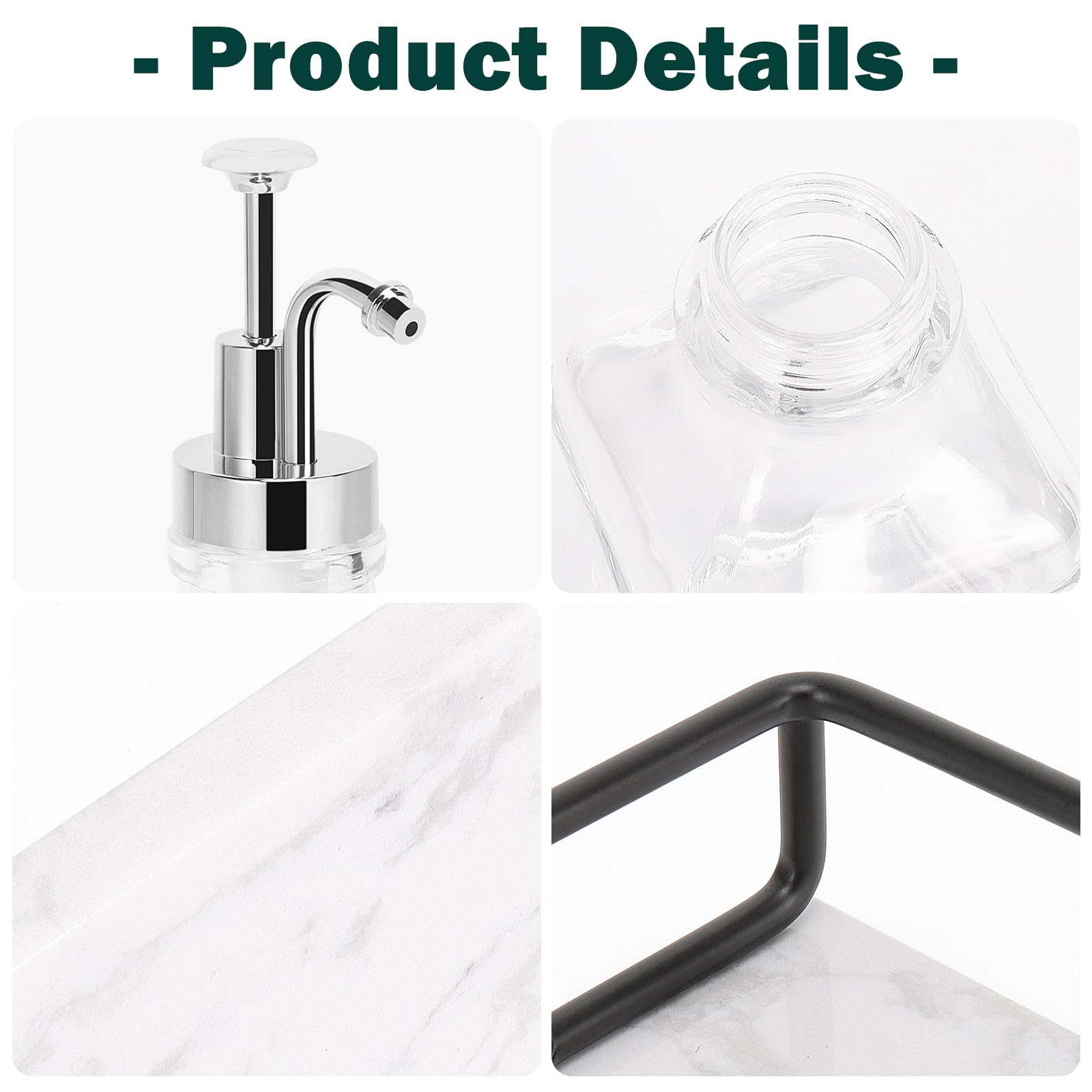 BathAce Coffee Syrup Dispenser for Coffee Bar, Clear Glass Syrup Bottles with Pump, Refillable Maple Syrup Dispenser, Coffee Bar Accessories and Organizer, 500ml, Set of 2 + Tray (Chrome Finish)