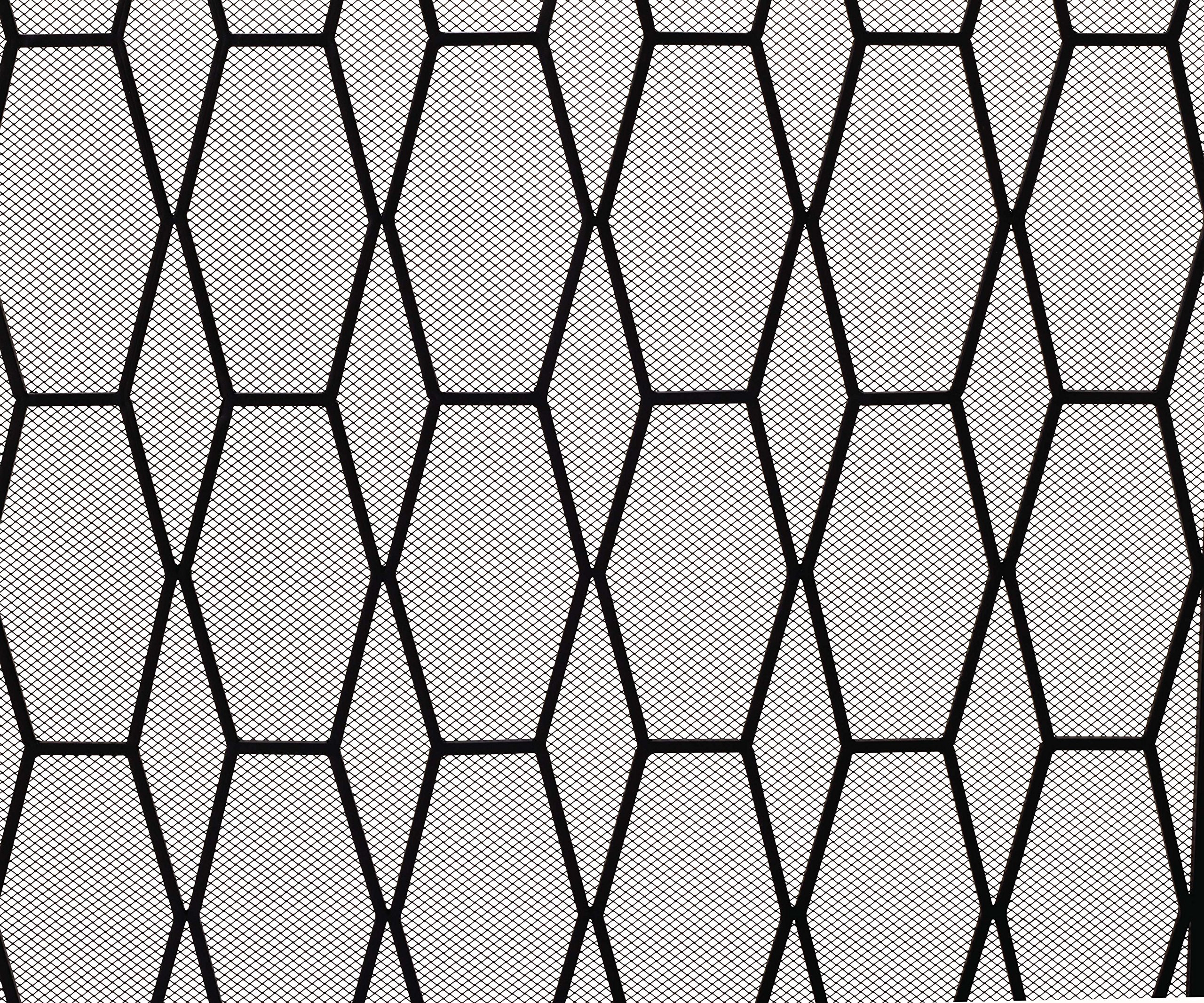 Deco 79 Metal Geometric Foldable Mesh Netting 3 Panel Fireplace Screen, 51" x 1" x 31", Black