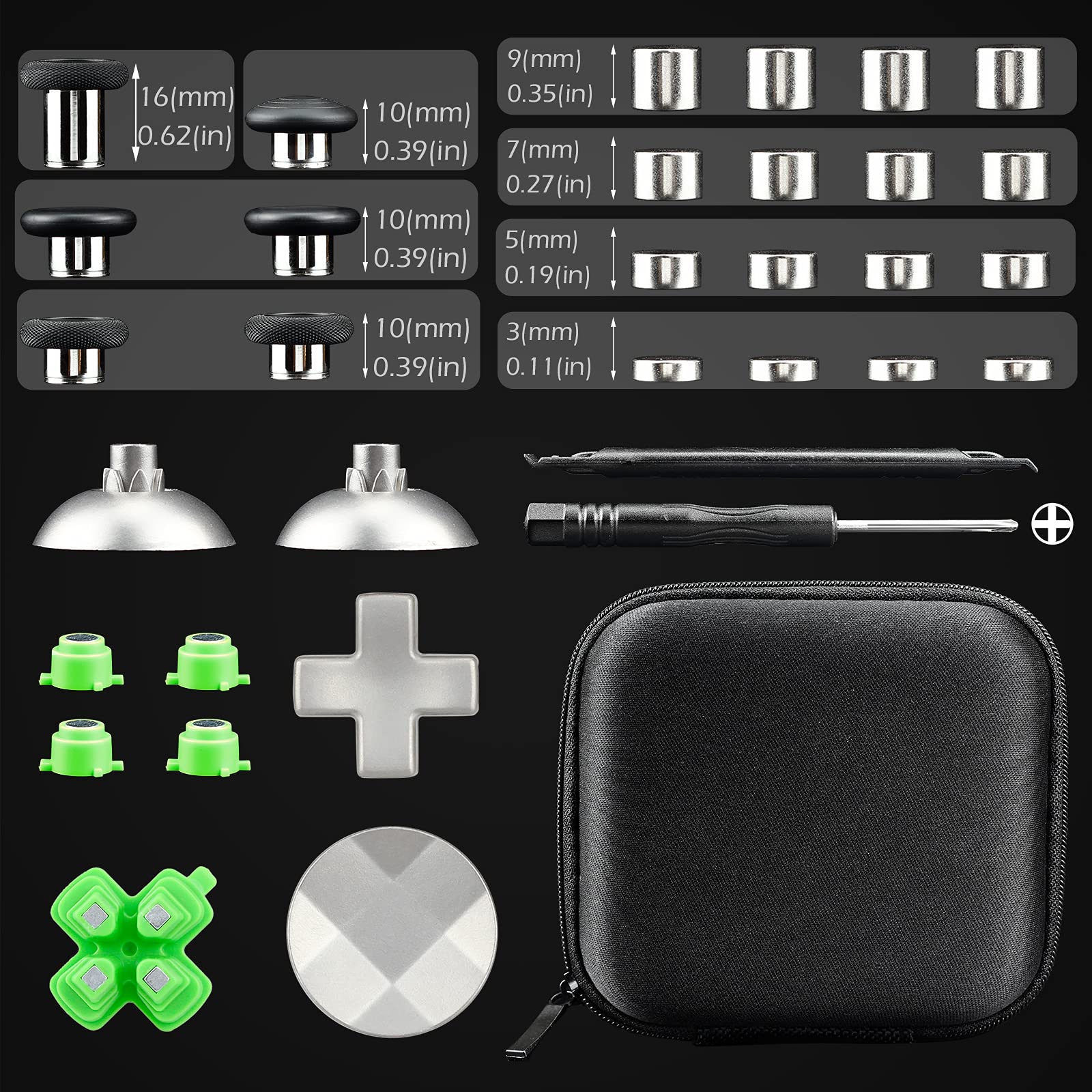 AQIDAP Replacment Parts Kits for PS5 Controllers,Magnetic Thumbsticks Buttons Dpads, Aluminium Thumbstick Joystick Adustable Height, Replacement Parts for Playstation 5, (31 in 1)