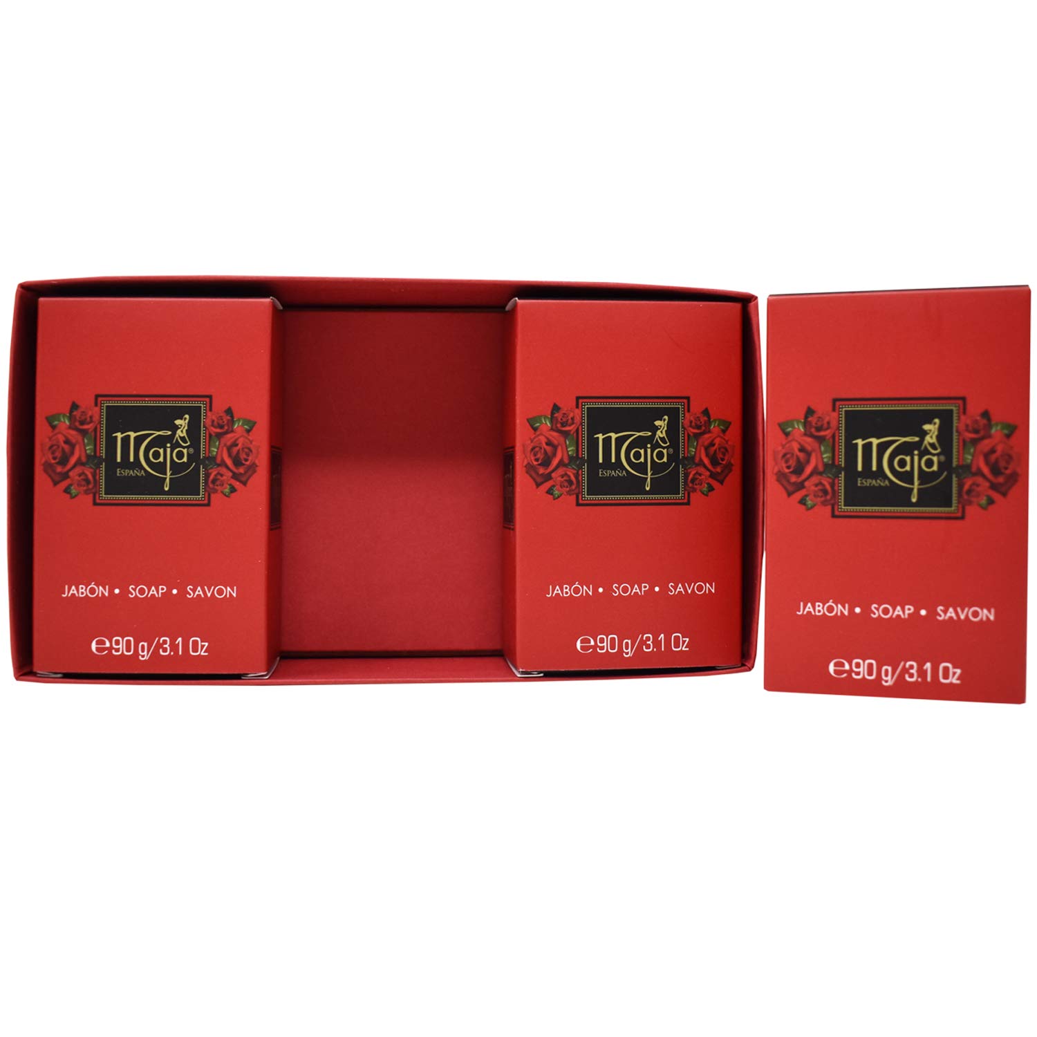 Maja Soap Sets Rectangle (3 x 3.1 Oz. Each) 18.6 Oz Total-2-PACKS(Sets) of 3 Soaps- - Jabon Perfumado