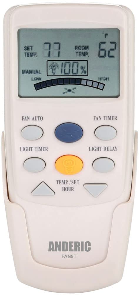 Anderic Replacement FAN-9T with FAN TIMER key Thermostatic Remote Control for Hampton Bay Ceiling Fans - FAN9T (FCC ID: L3HFAN9T, PN: FAN9T)