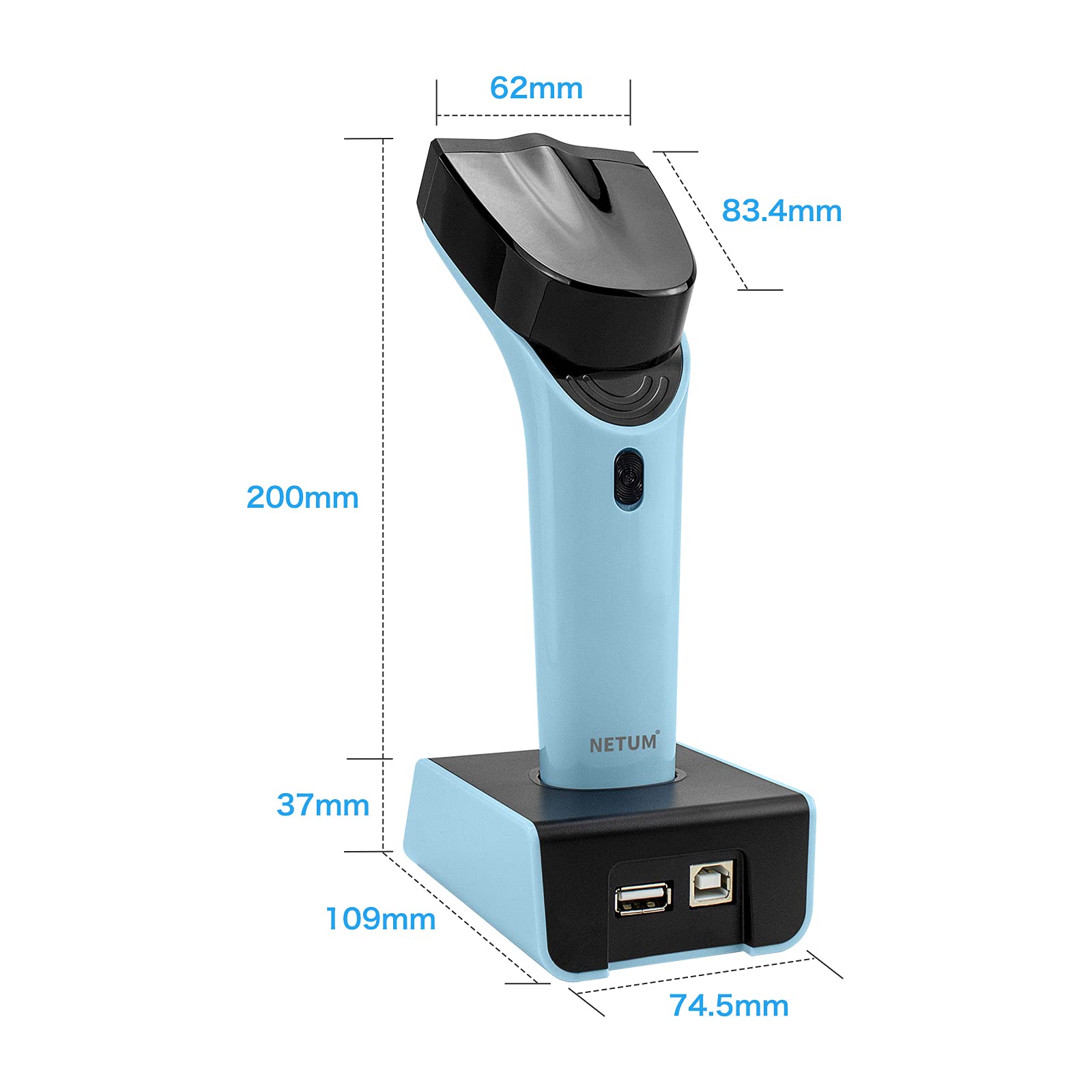 NETUM Bluetooth Wireless 2D Barcode Scanner Automatic, Hands Free Barcode Reader with Charging Cradle and Built-in Memory, Fast and Precise scanning, Transfers Up to 50 Meters - DS7500