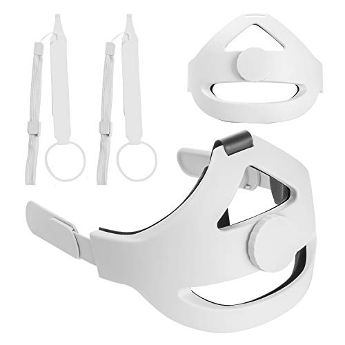 Adjustable Head Strap for Oculus Quest 2 VR Headset with Hand Grip Straps (White) Handle Dropping Prevention -Enhanced Support and Comfort in VR Gaming
