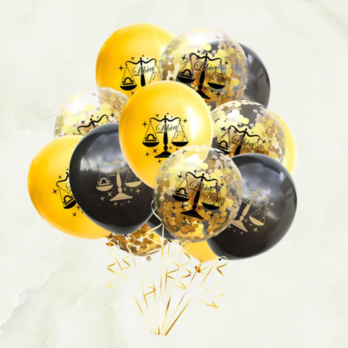 jojofuny Zodiac Wedding Graduation Supplies Black Party- Christmas Theme for Decorative Layout Balloon Prop, Decorations Xxcm, Pattern Golden Birthdayblack Ballons Libra Balloon, Sequins