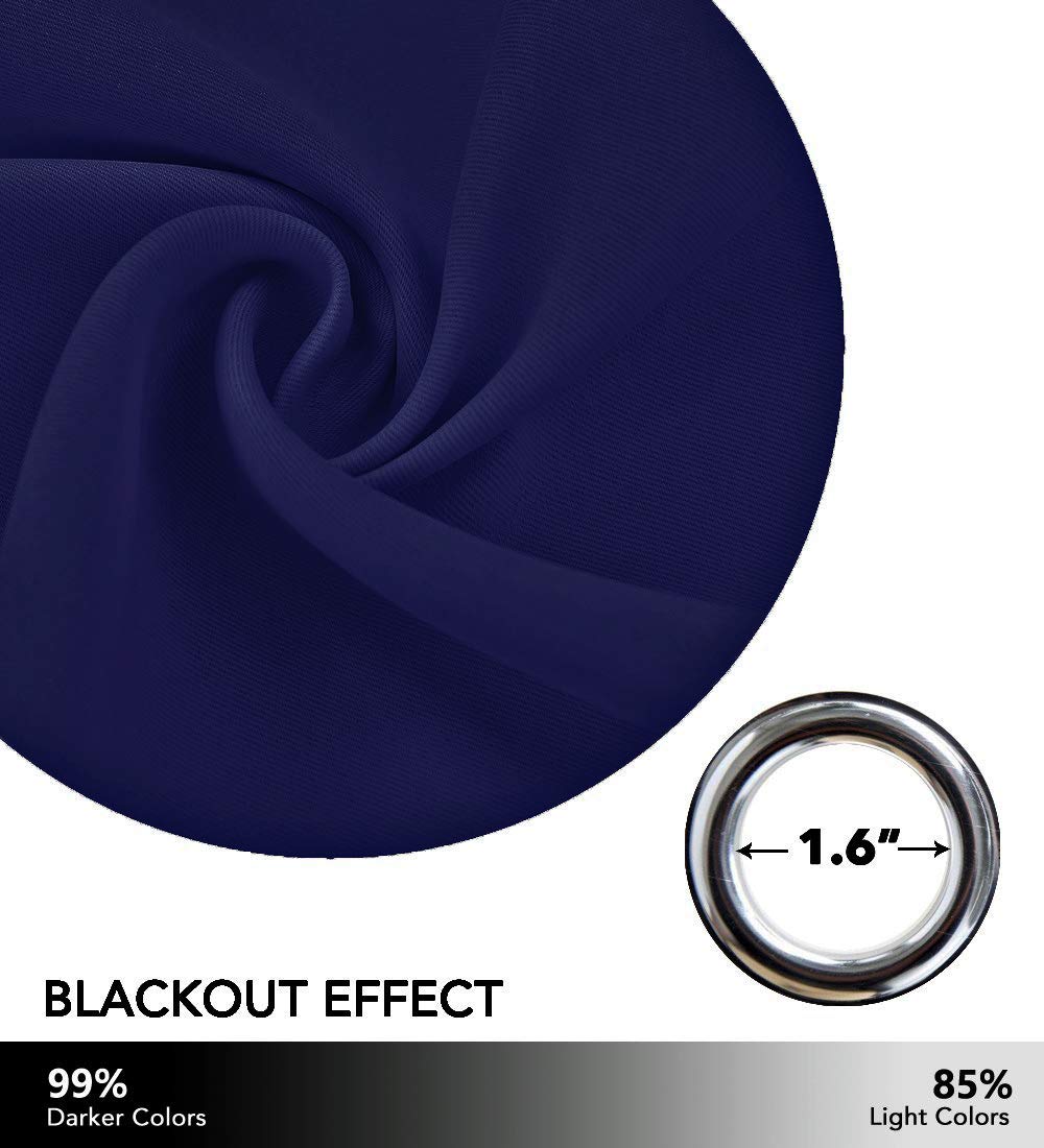 NICETOWN Children Blue Blackout Curtain - Hollow Star Space Inspired Night Sky Twinkle Christmas Star Curtain, Window Drape for Bedroom (1 Panel, 52 x 63 inches Panel, Navy Blue)