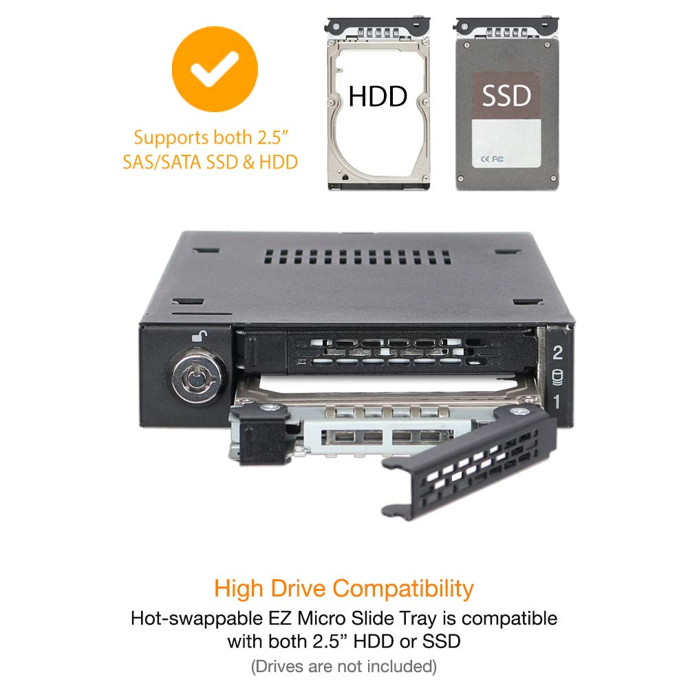 ICY DOCK Full Metal 2 Bay 2.5” SATA/SAS HDD & SSD Mobile Rack for External 3.5" Drive Bay | ToughArmor MB992SK-B