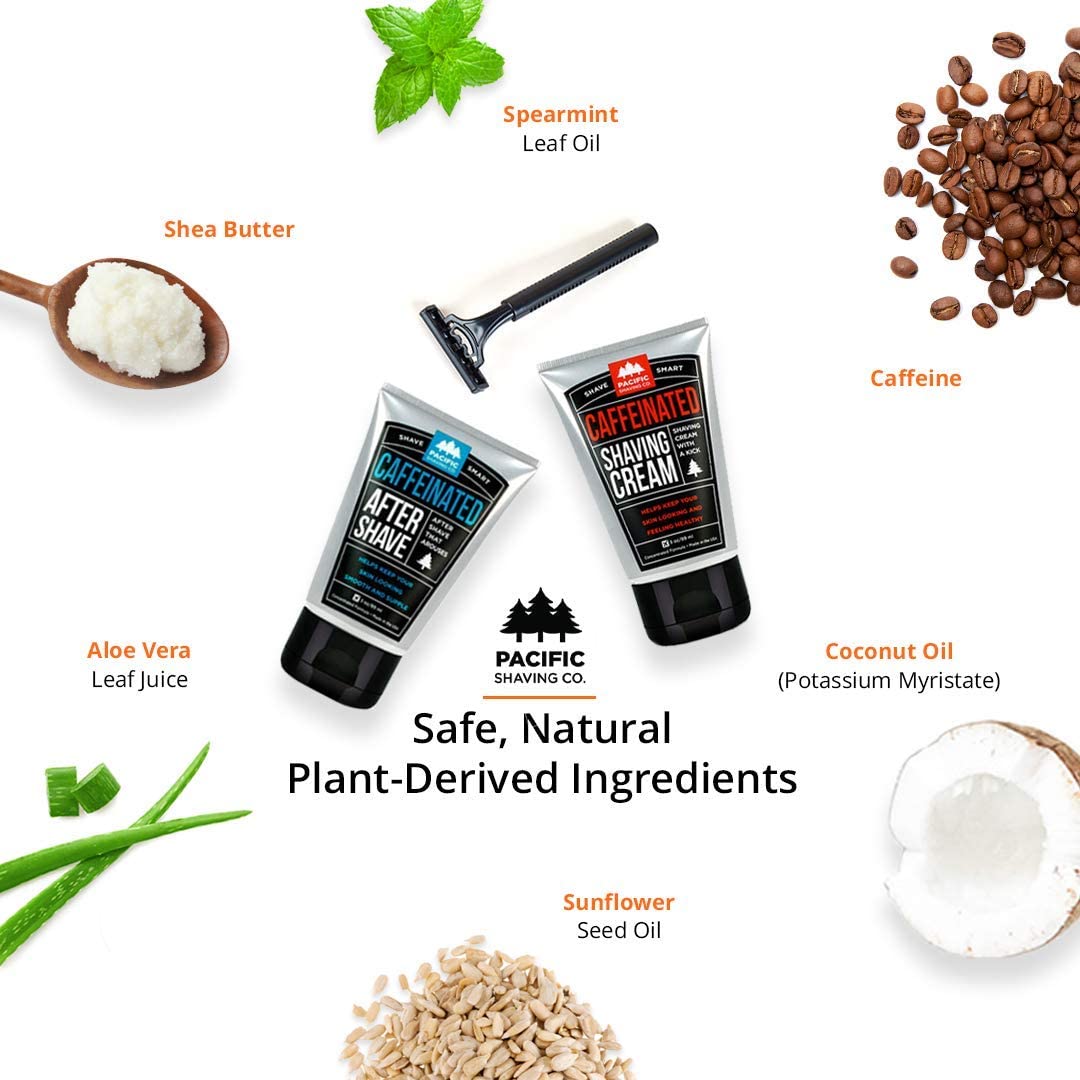 Pacific Shaving Company Caffeinated Aftershave - Helps Reduce Appearance of Redness, With Safe, Natural, and Plant-Derived Ingredients, Soothes Skin, Paraben-Free, Made in USA, 3.4 oz (4-Pack)