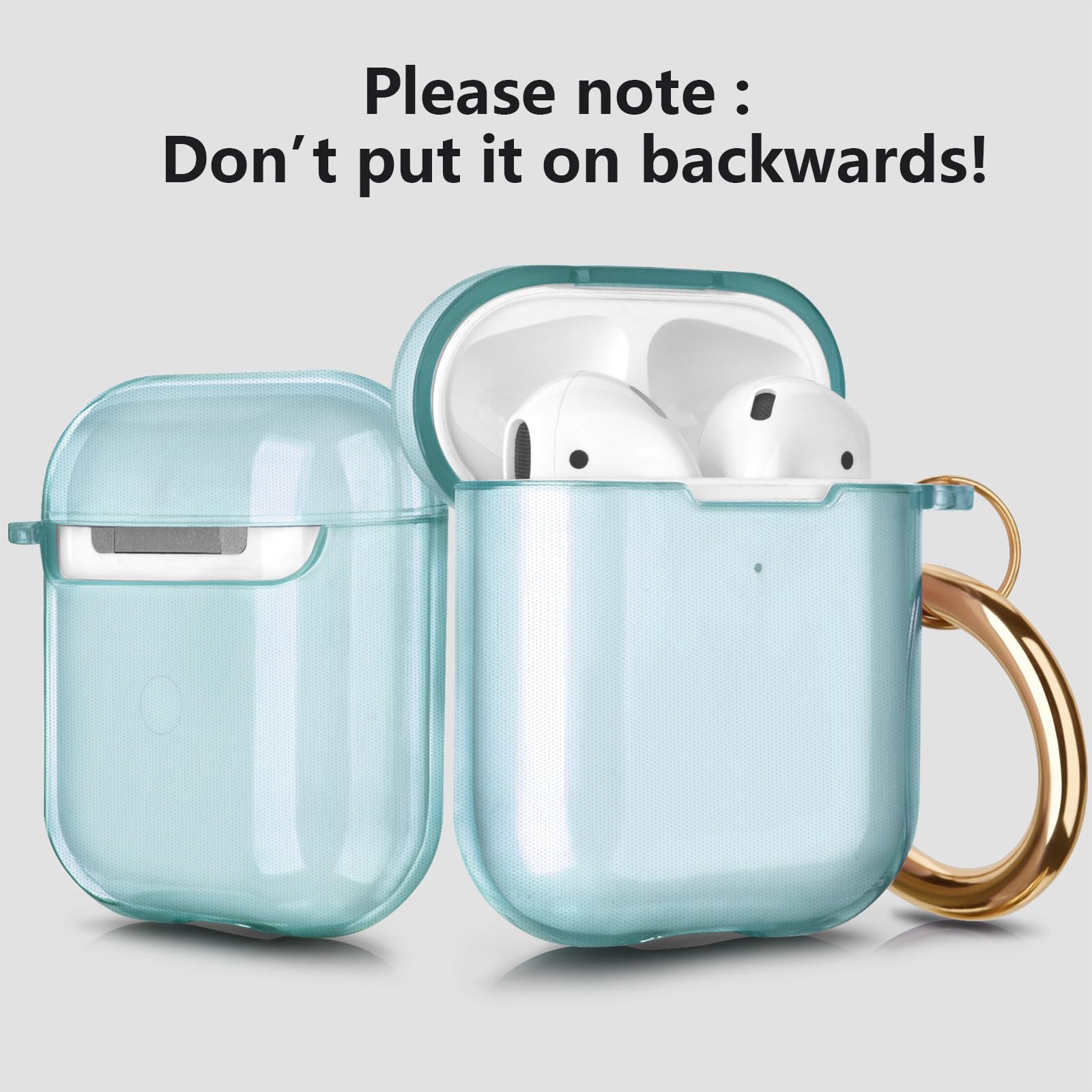AIRSPO Airpods Case Cover, Airpod Case 2nd Generation Clear Soft TPU Protective Cover Compatible with Apple AirPods 1/2 Wireless Charging Case with Keychain (Clear Green)