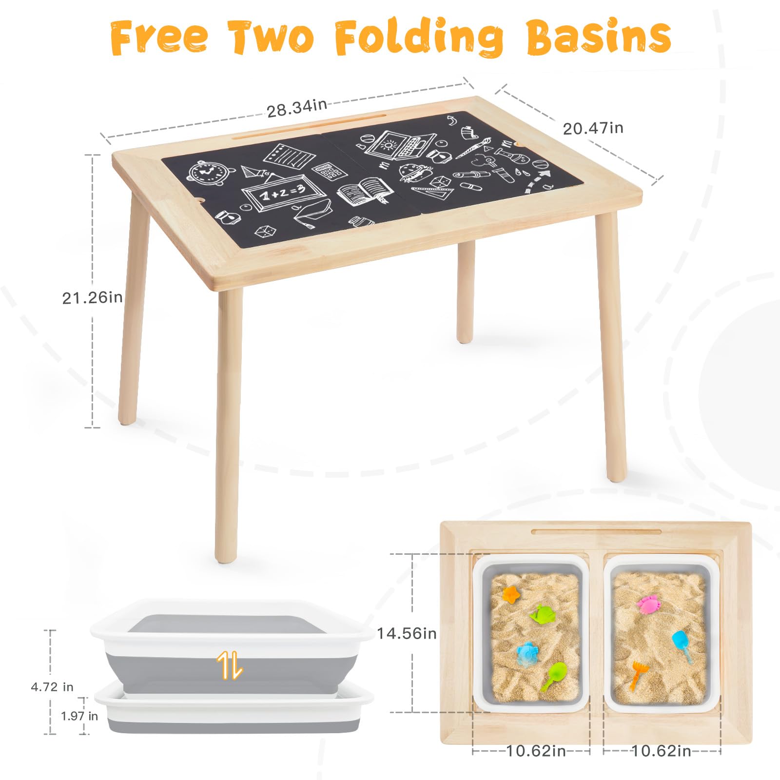 Frogprin Upgrade Sensory Table for Toddlers, Kids Table with 2 Large Storage Bins 7 Sand Toys Play Sand Table Activity Table Indoor/Outdoor for Boys Girls Gift (Oak)