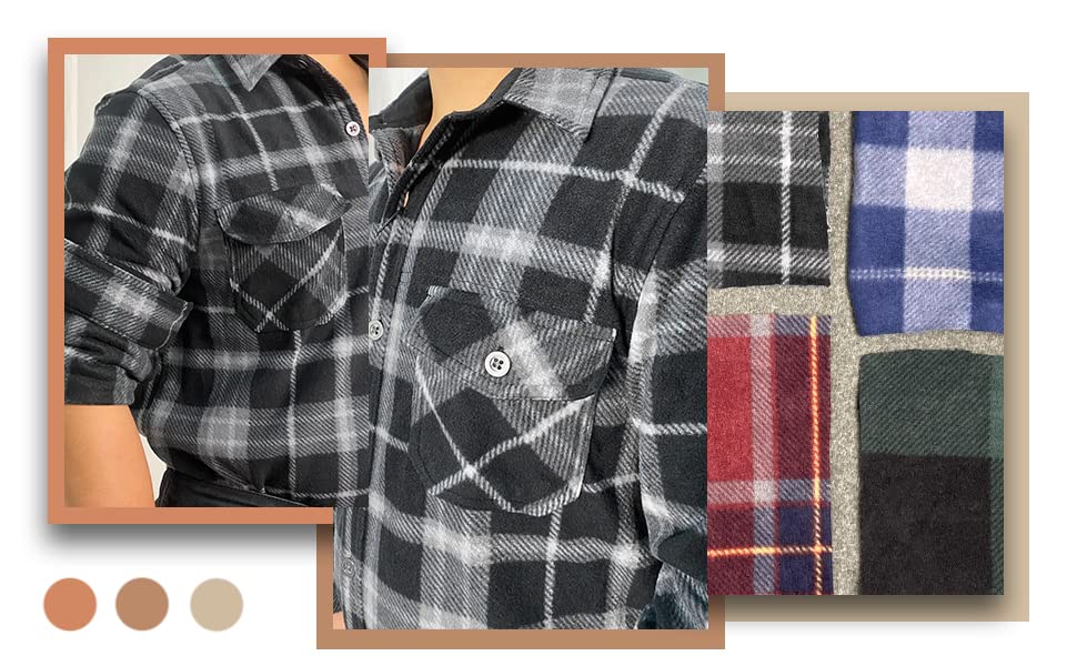 Aligro - Black Long Sleeve Plaid Flannel Casual Shirts, Button Down Regular Fit Cotton Shirt with Two Pockets (Size S)