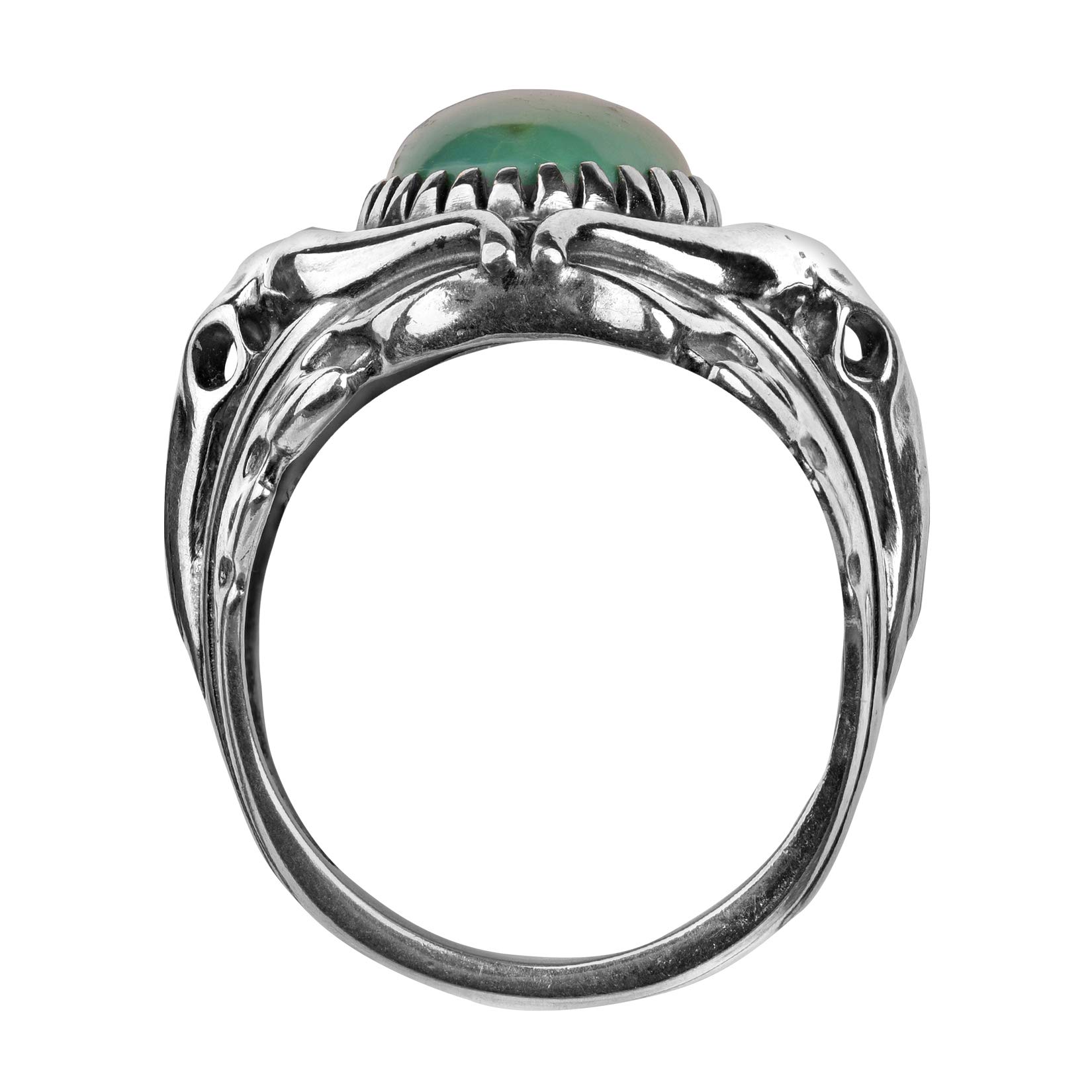 American West Sterling Silver Green Turquoise Gemstone Longhorn Ring Size 8