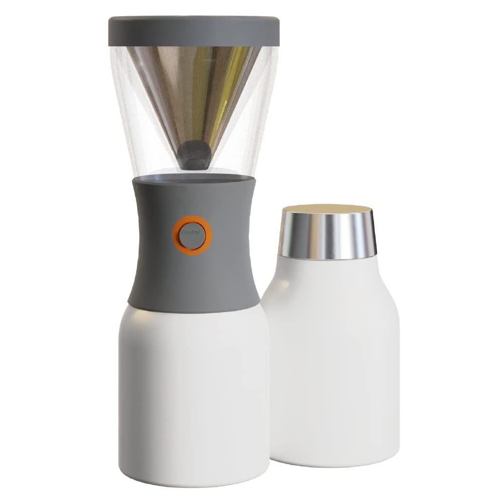 asobu Coldbrew Portable Cold Brew Coffee Maker With a Vacuum Insulated 34oz Stainless Steel 18/8 Carafe Bpa Free (White)