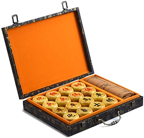 ATAAY Chess Boards Sets Wooden Chinese Set in Box Travel Games Sets Xiangqi Board Games 35X26x6cm Box 5.8Cm Diameter