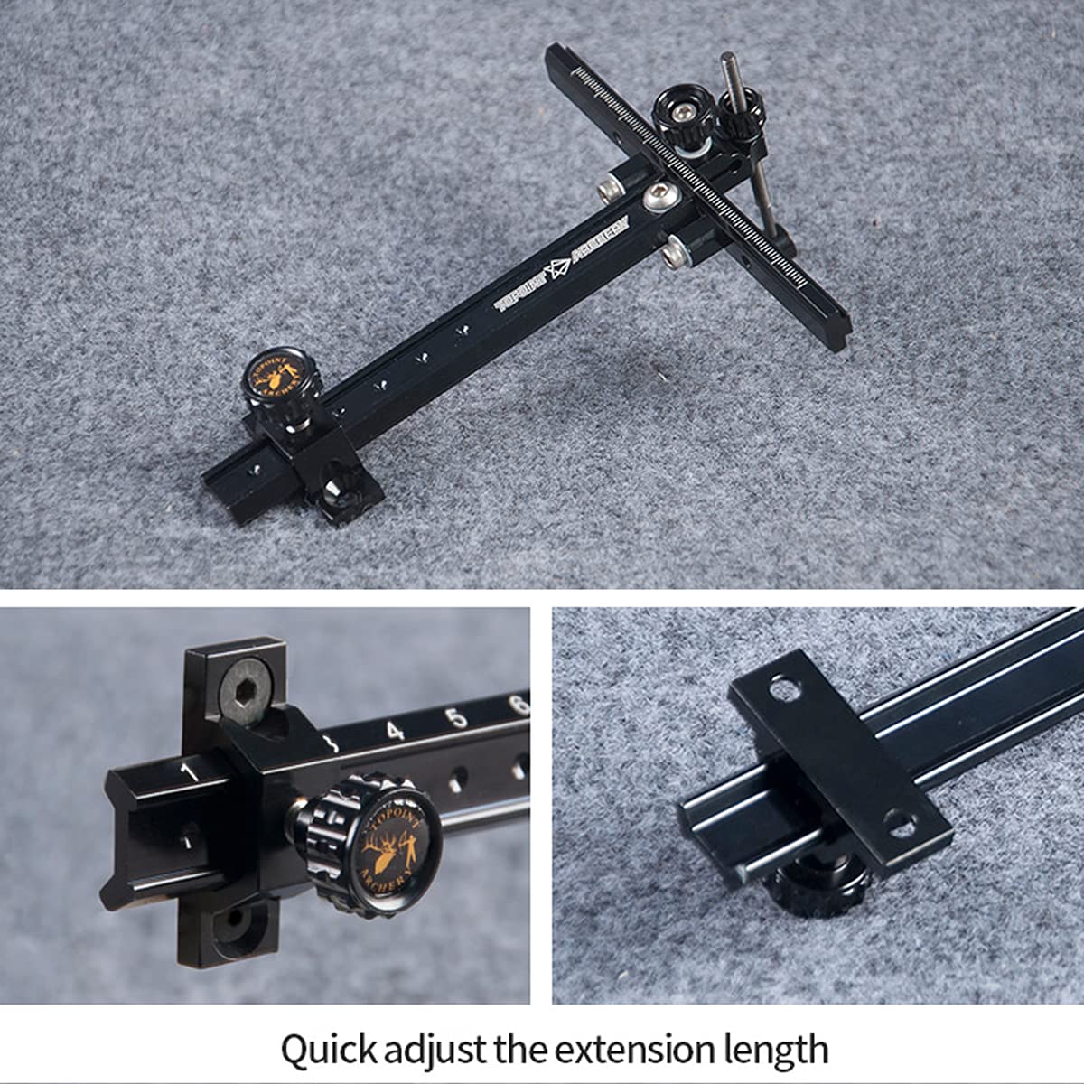 Archery Recurve Bow Sight T Shape Single Pin Bow Sight Archery Shooting Target Sight Adjustable Bow Sight for Target Practice with 0.059" Optical Fiber Pin (Black)