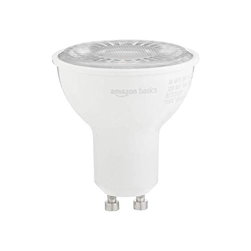 Amazon Basics 7 W Equivalent 50W , 3000K Warm White, Dimmable, 10,000 Hour Lifetime, MR16 (GU10 Base) LED Light Bulb , 2-Pack