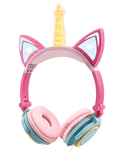 iFecco Kids Headphones, Boys Girls Teens Foldable Adjustable Wired On-Ear Headset 3.5mm Audio Jack Stereo Tangle-Free, 85 dB Volume Limited Childrens Headphones for School Home, Travel