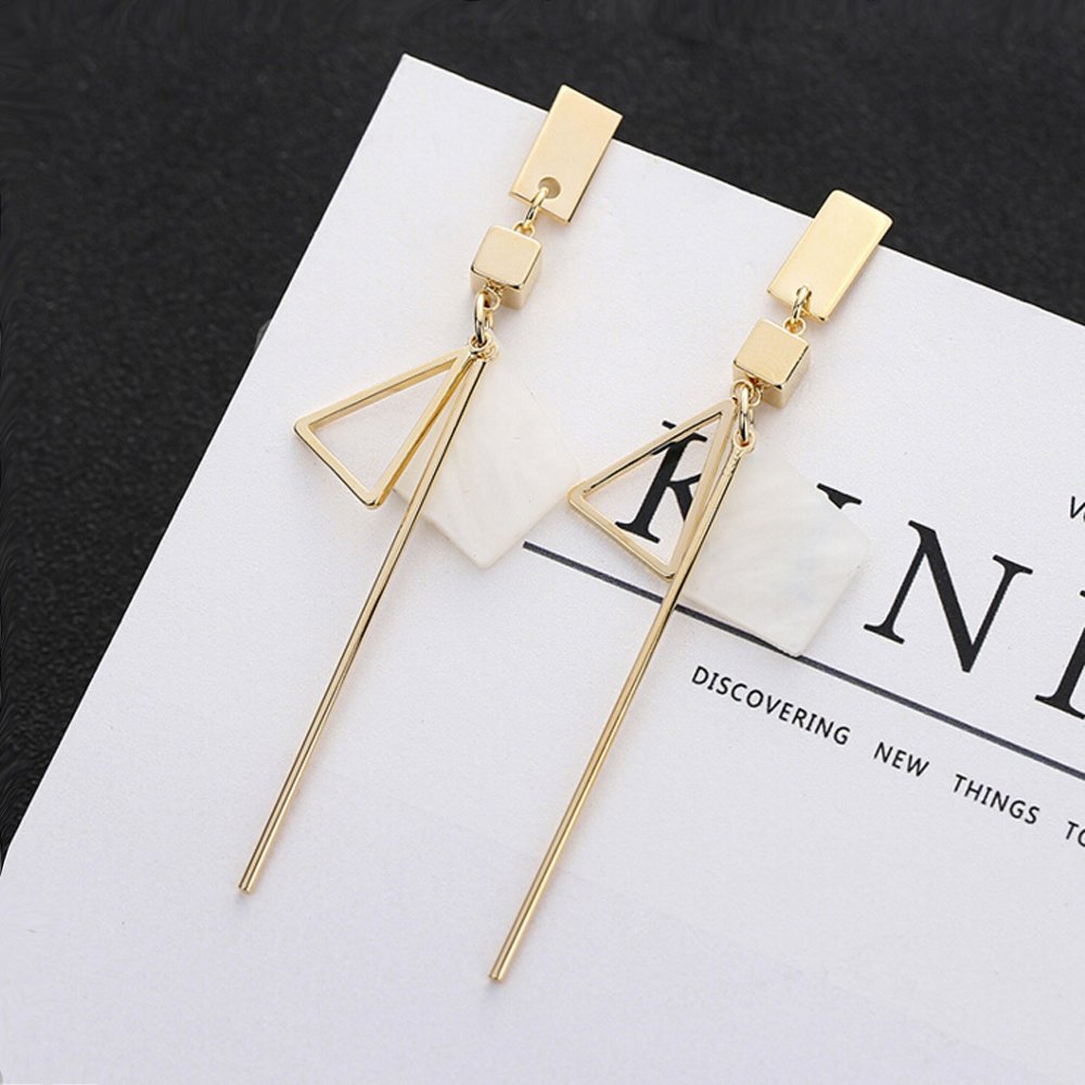 Geometric Triangle Earring Metal Simple Drop Dangle Earring Plating Gold Black Bohemian Dangling Costume Earring For Women Bar Party Fashion Jewelry (Cube)