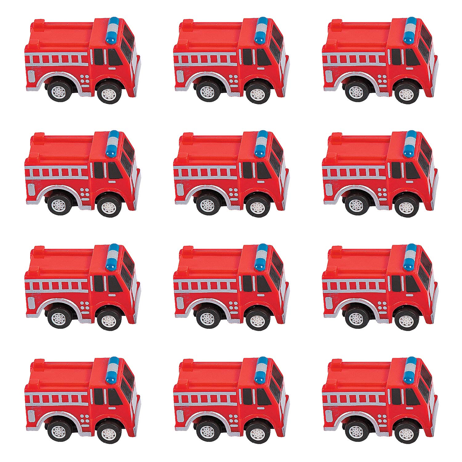 Fun Express Fire Truck Firetruck Engine Pullbacks Toy - 12 Pieces