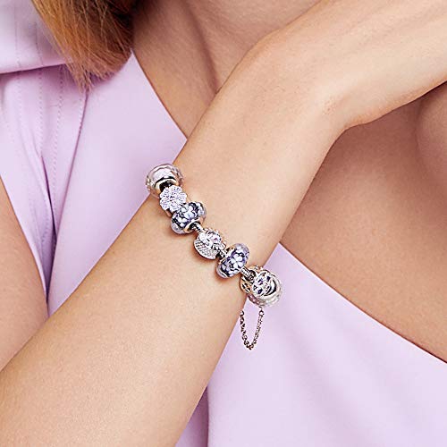 ATHENAIE Murano Glass 925 Silver Core Purple Flower Garden Bead Charms for Bracelet Mother's Day Gift