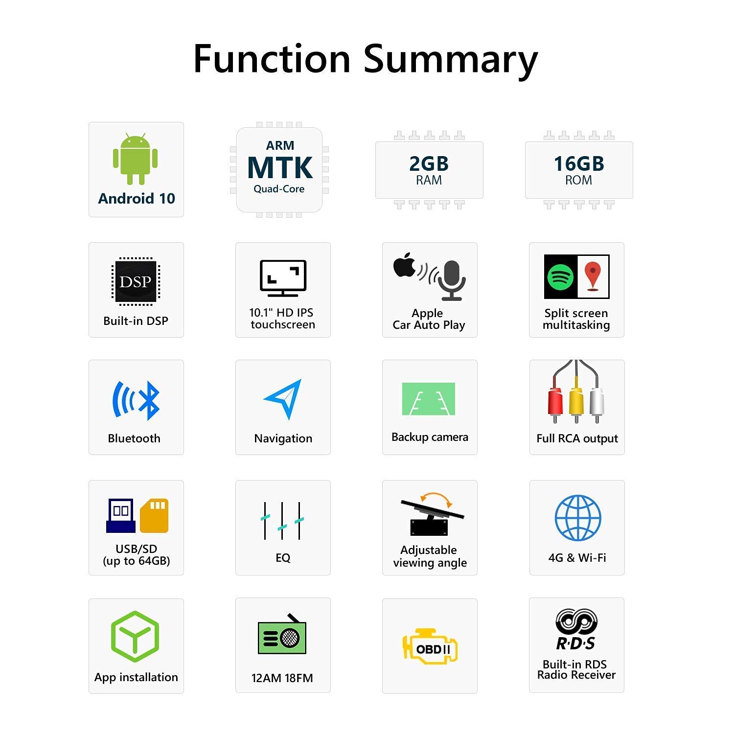 Android 10.0 Double Din Car Stereo, Eonon Quad Core Car Radio with GPS Navigation/IPS Display, Built-in Apple CarPlay & DSP, Support Android Auto/Fastboot/Backup Camera/Wi-Fi, 10.1 Inch-GA2187X