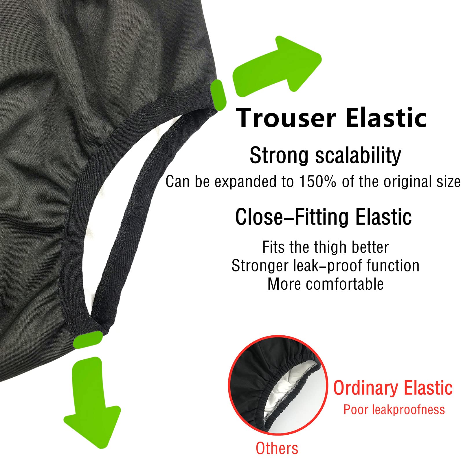 Adult Diaper Cover for Incontinence, Cloth Active Latex Leak Proof Pants, Noiseless Reusable Washable Pull Up Plastic Pants (Black, 2XL)