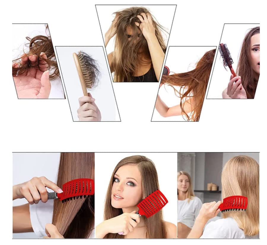 arc ventilation brush for fast drying, curved ventilation hole declination dryer hair brush, anti-static fast drying modeling tool, suitable for wet/dry hair