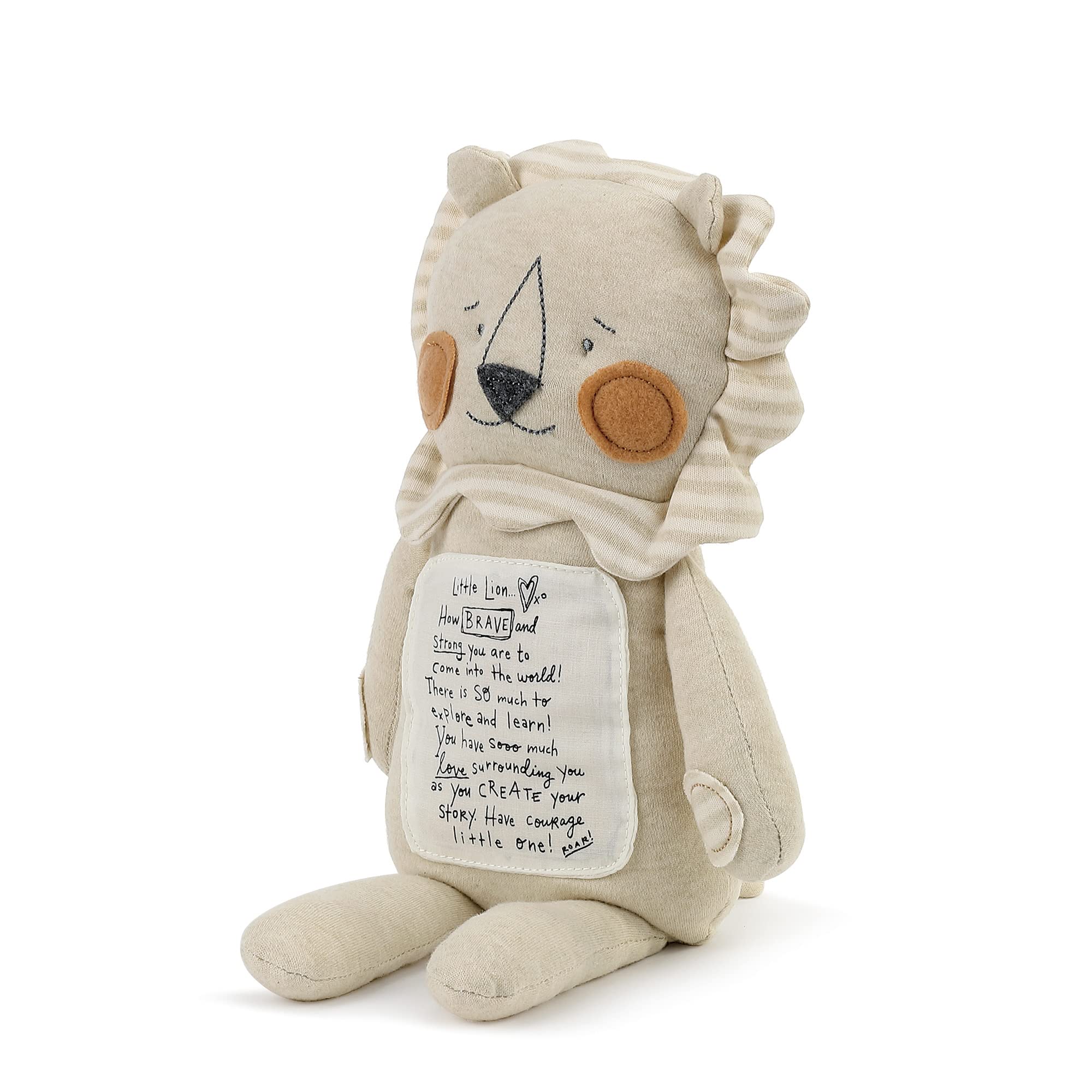 DEMDACO Brave Little Lion Tan Stripe 16 inch Polyester Plush Fabric Figure Toy