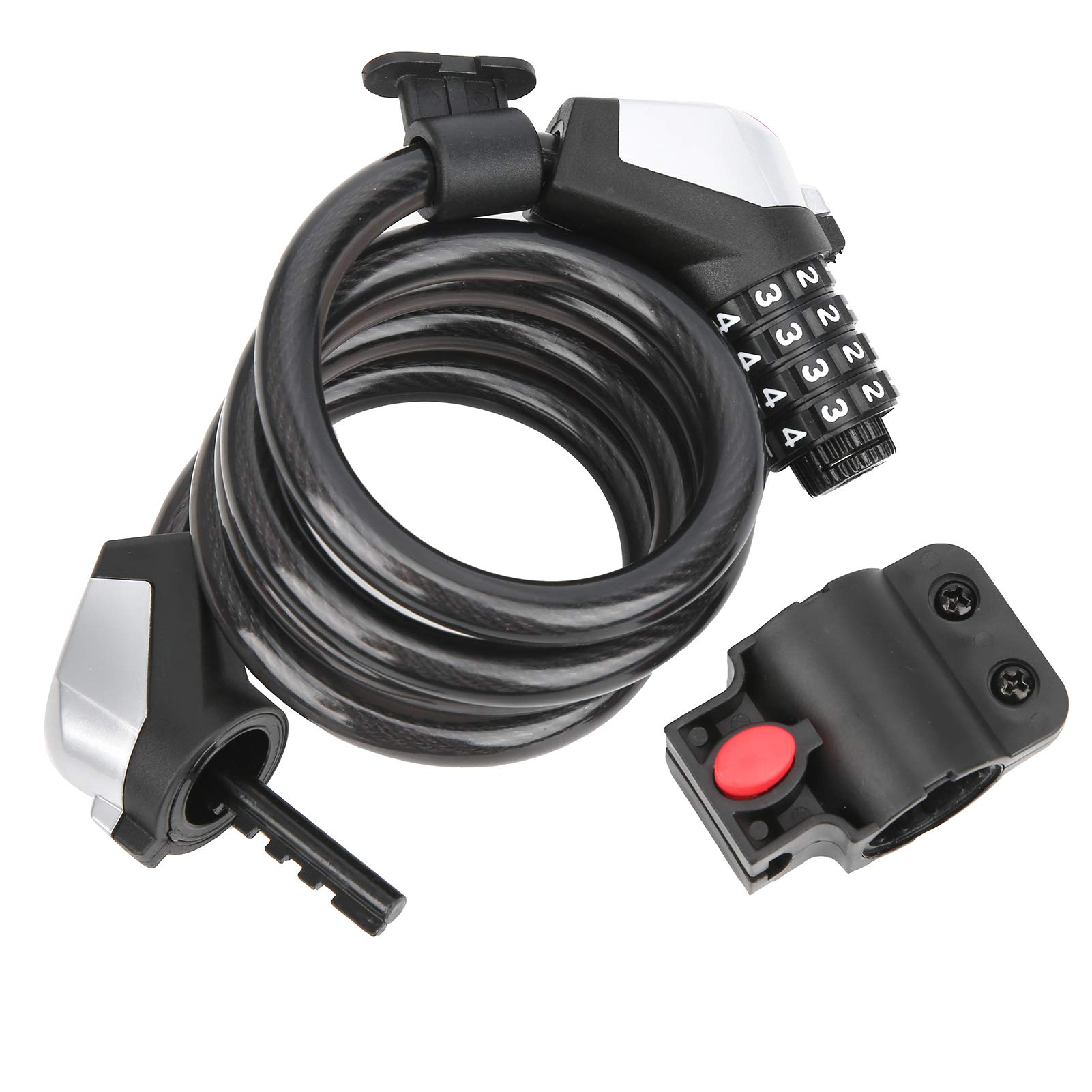 Beaswhca Portable Mountain Bike Combination Cable Lock Safe and Reliable with Light 4-Digit Code